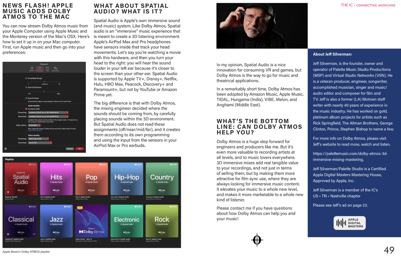 Why Dolby Atmos - Jeff Silverman - IC 2022 Magazine Article - Palette ...